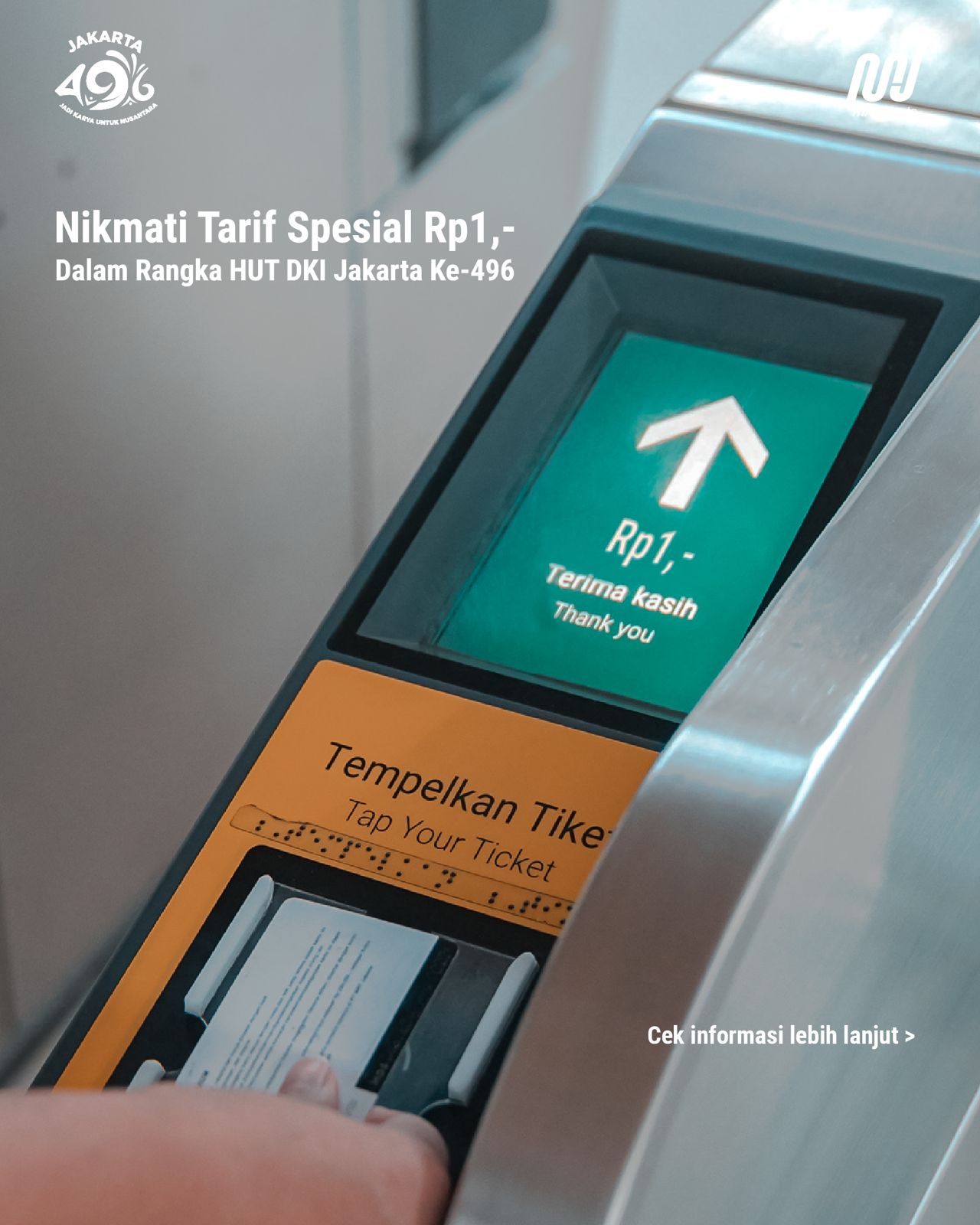 Rayakan HUT ke-496 DKI Jakarta, MRT Jakarta Berlakukan Tarif 1 Rupiah | MRT Jakarta
